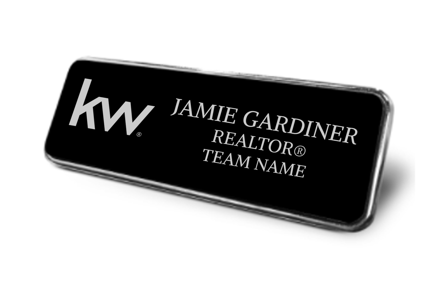 Framed Name Tag - Black w/ Team KW 1x3 Name Tag | BRANDco.